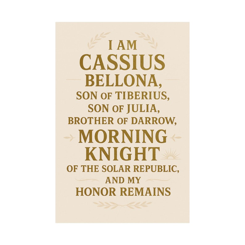 Cassius Bellona Red Rising Poster - Morning Knight Quote Wall Art ...