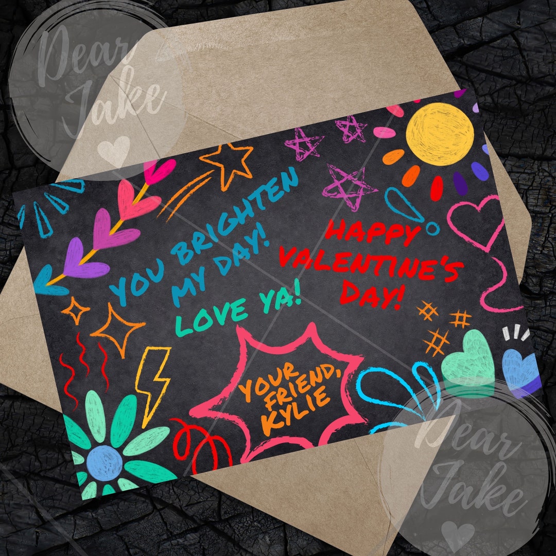 Chalk Art Valentine Card Printable - Etsy
