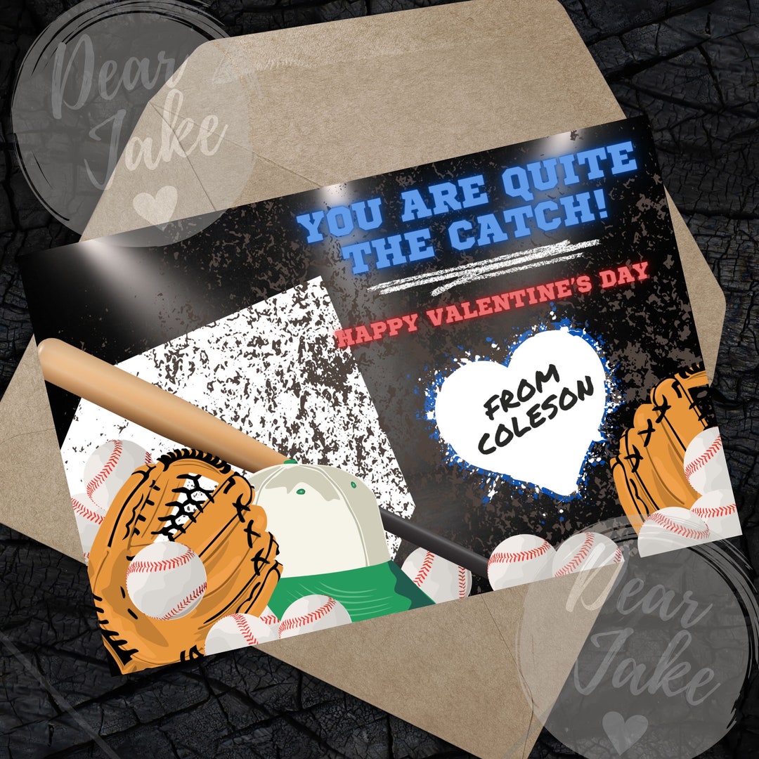 Baseball Valentine Card Printable - Etsy