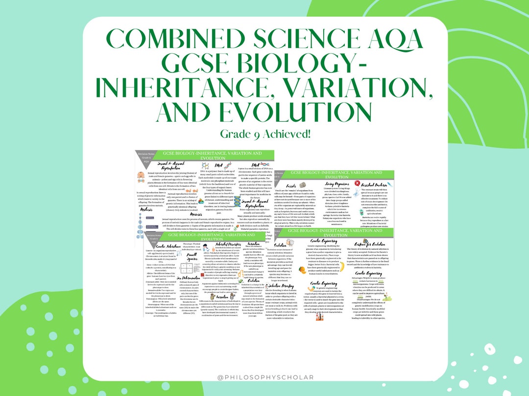 GCSE BIOLOGY Combined Science-inheritance, Variation and Evolution-aqa ...