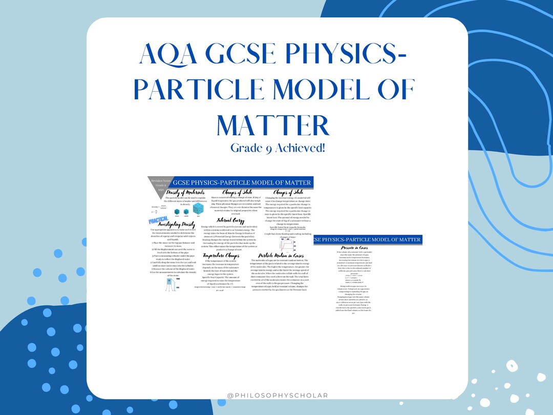 GCSE PHYSICS AQA Revision Notes-particle Model of Matter-grade - Etsy
