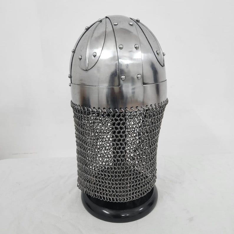 Medieval Viking Helmet Battle Armor 18G Steel and Chainmail Historical ...
