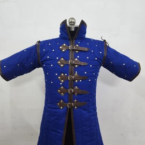 Medieval Gambeson: Padded Cotton Armor With Black Leather Trim - Etsy