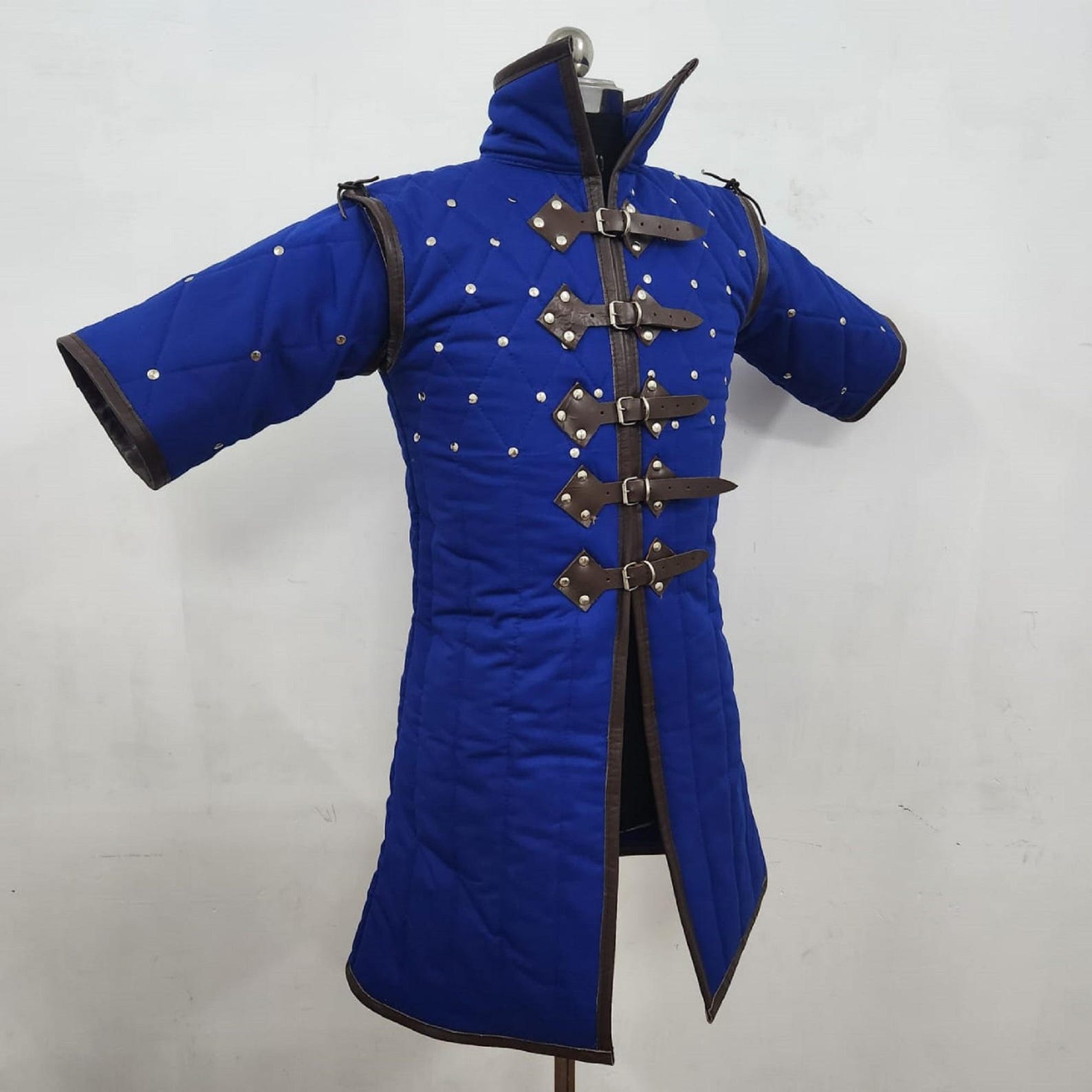 Medieval Gambeson: Padded Cotton Armor With Black Leather Trim - Etsy