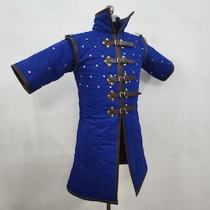 Medieval Gambeson: Padded Cotton Armor With Black Leather Trim - Etsy