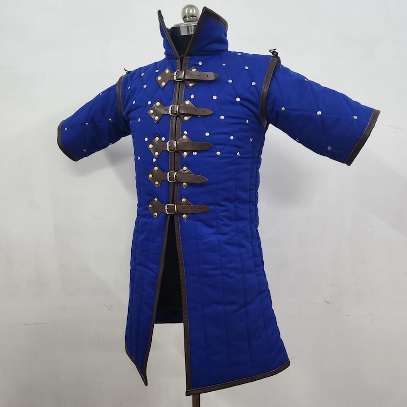 Medieval Gambeson: Padded Cotton Armor With Black Leather Trim - Etsy