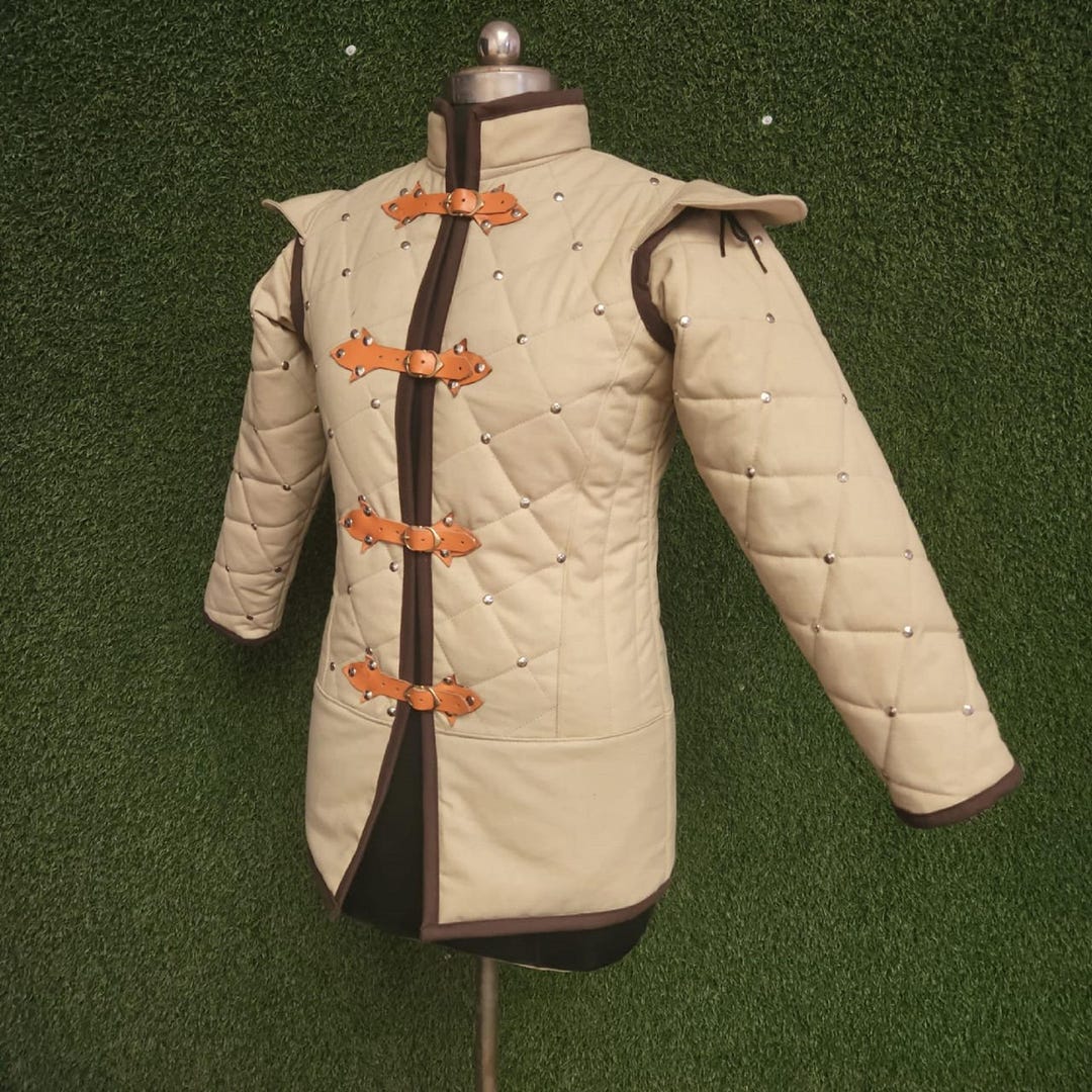 Medieval Short Doublet Gambeson Full Sleeve Aketon Costume Padded ...