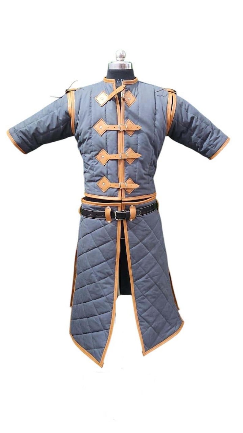 Medieval Armor Gambeson Black Leather Trimmed - Etsy
