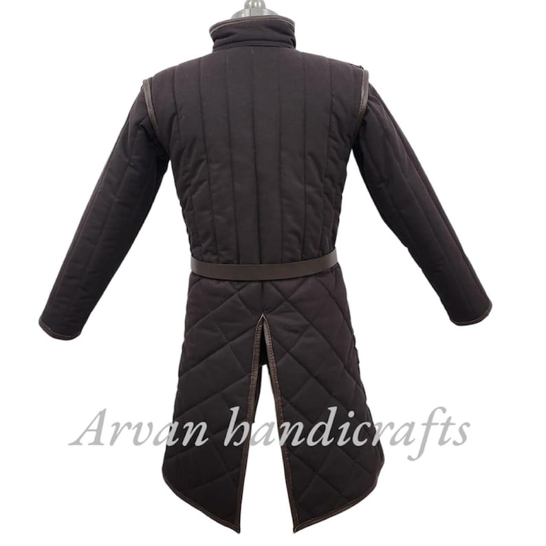 Medieval Gambeson Cotton Fabric Black Leather Trim, - Etsy