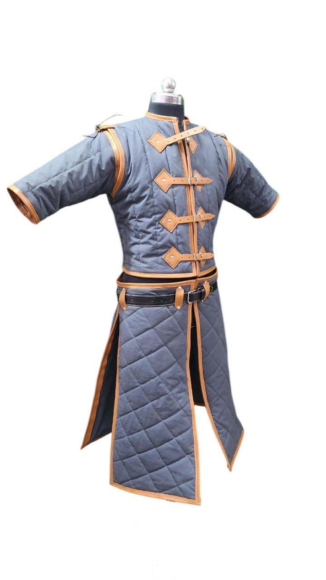 Medieval Armor Gambeson Black Leather Trimmed - Etsy
