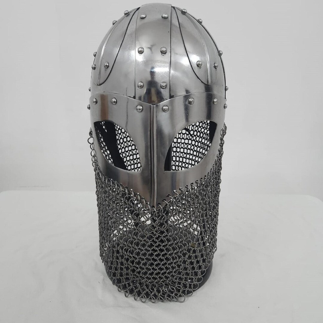 Medieval Viking Helmet Battle Armor 18G Steel and Chainmail Historical ...