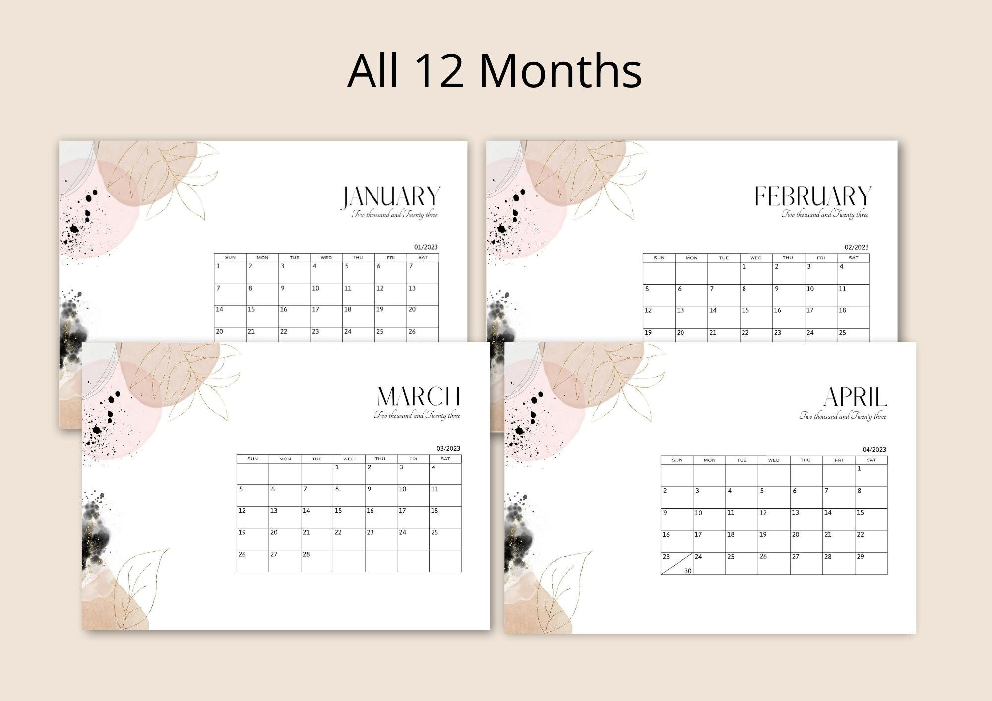 Calendar Planner, Printable Calendar 2023, Printable Planner, Neutral ...