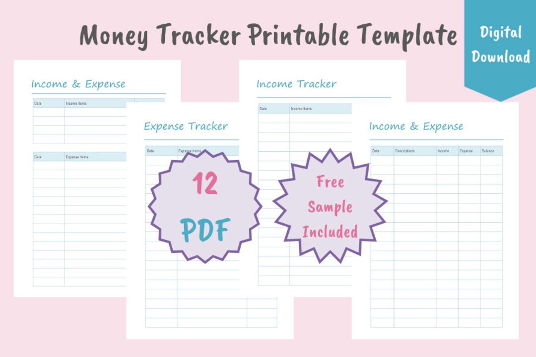 Money Tracker Printable Template Calendar Digital Download - Etsy