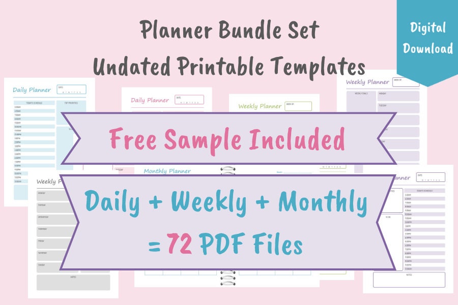 Personal Planner Printable, Daily, Weekly, Monthly, Undated Template ...