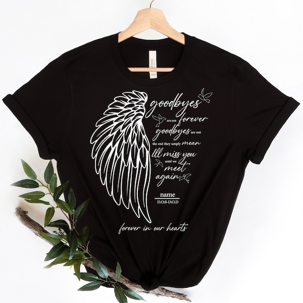 Forever in Our Hearts Shirt, Memorial Wings Heart Shirt, Memory Angel ...