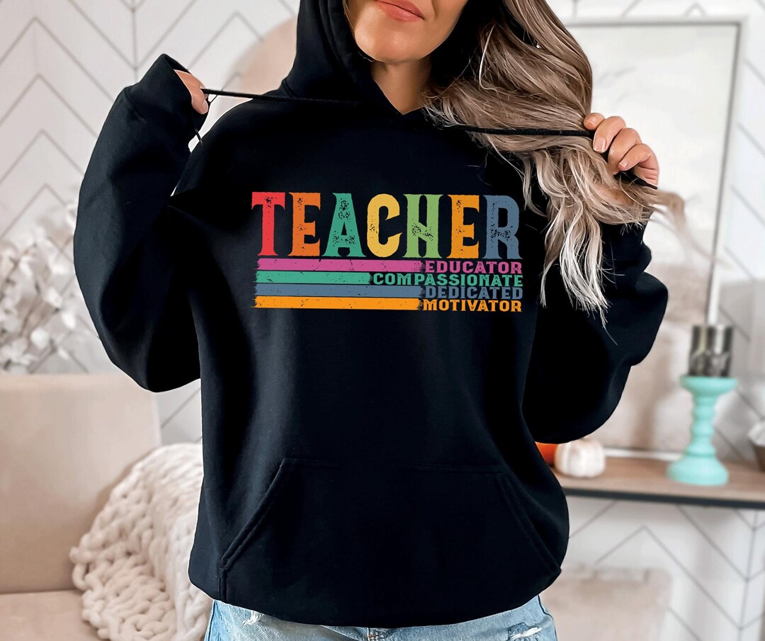 Retro Teacher Hoodie, Teacher Life Hoodie,teacher Back to School Hoodie ...