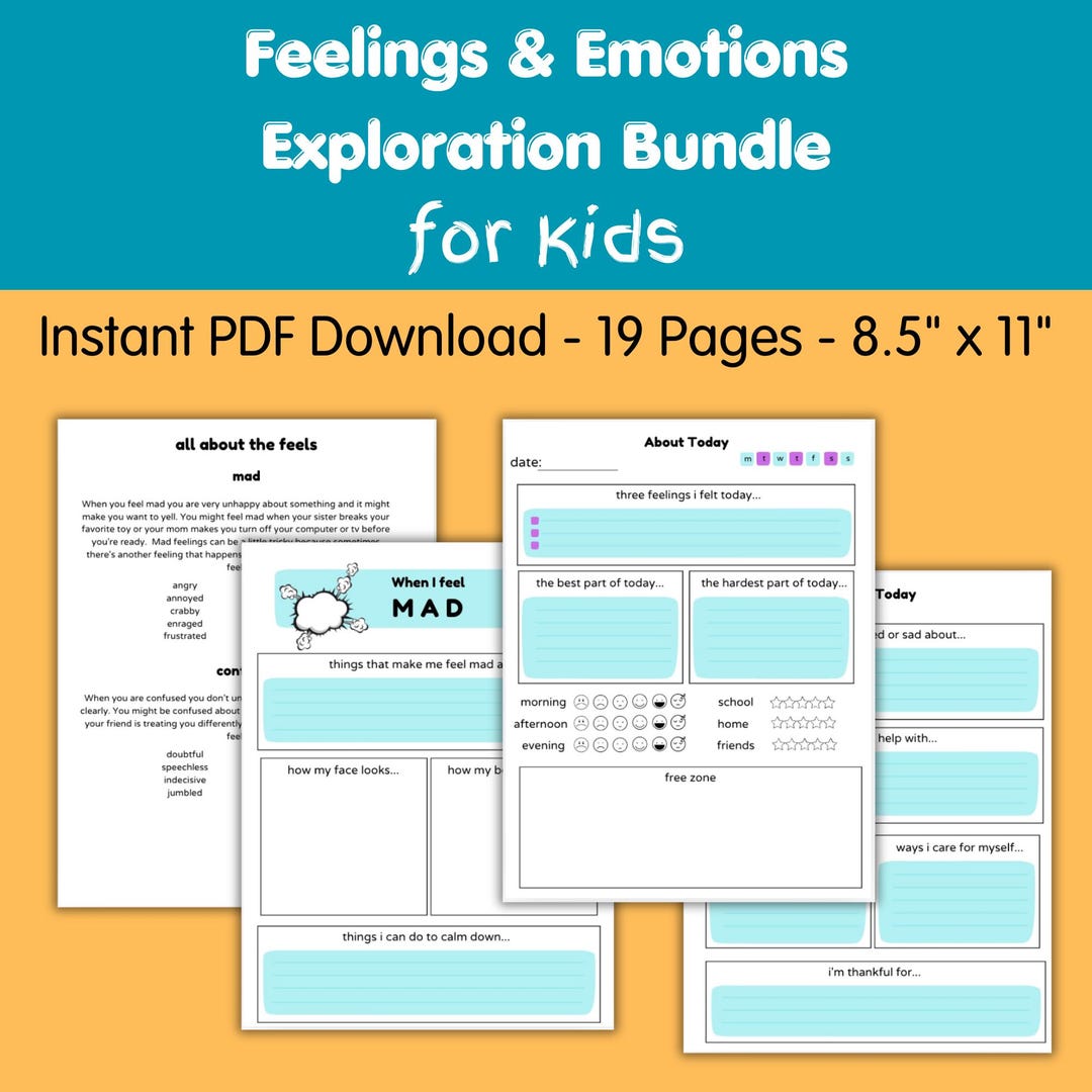Feelings & Emotions Exploration Worksheet Bundle for Kids - Etsy