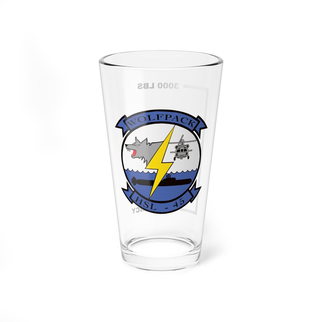 HSL-45 wolfpack Fuel Low Pint Glass Mixing Glass, 16oz, Navy, Aviation ...