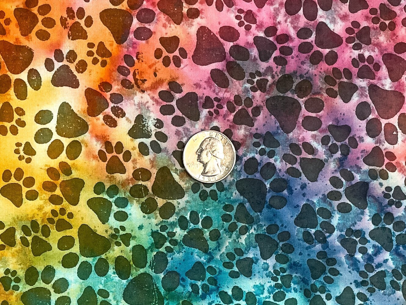 Dog Paw Print Fabric Batik Fabric by the Yard Rainbow Cotton - Etsy