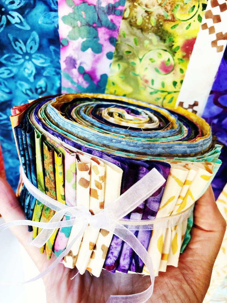 Batik Jelly Roll Fabric Grab Bag, Precut Batik Fabric Strips, Quilting ...