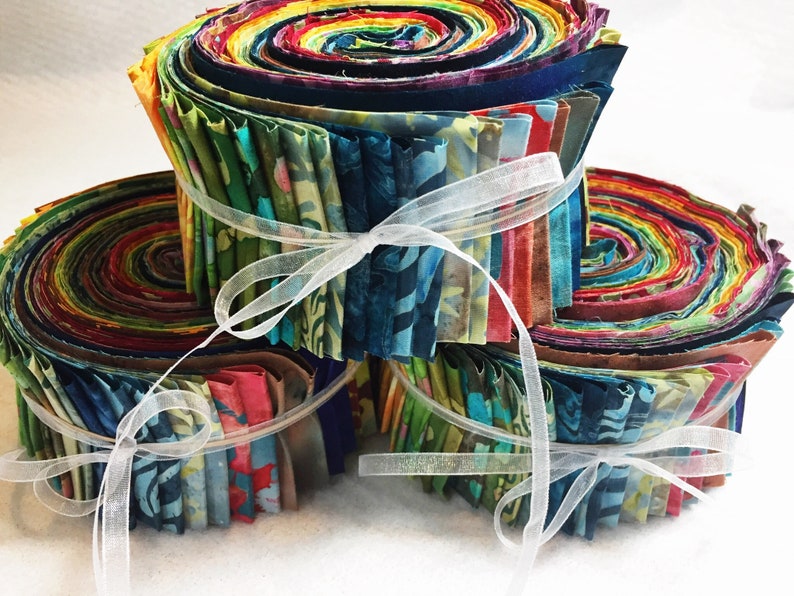Batik Jelly Roll Fabric Grab Bag, Precut Batik Fabric Strips, Quilting ...