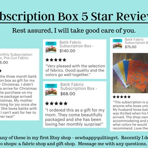 Batik Fabric Subscription Box for Quilter, Monthly Batik Fabric Fat ...