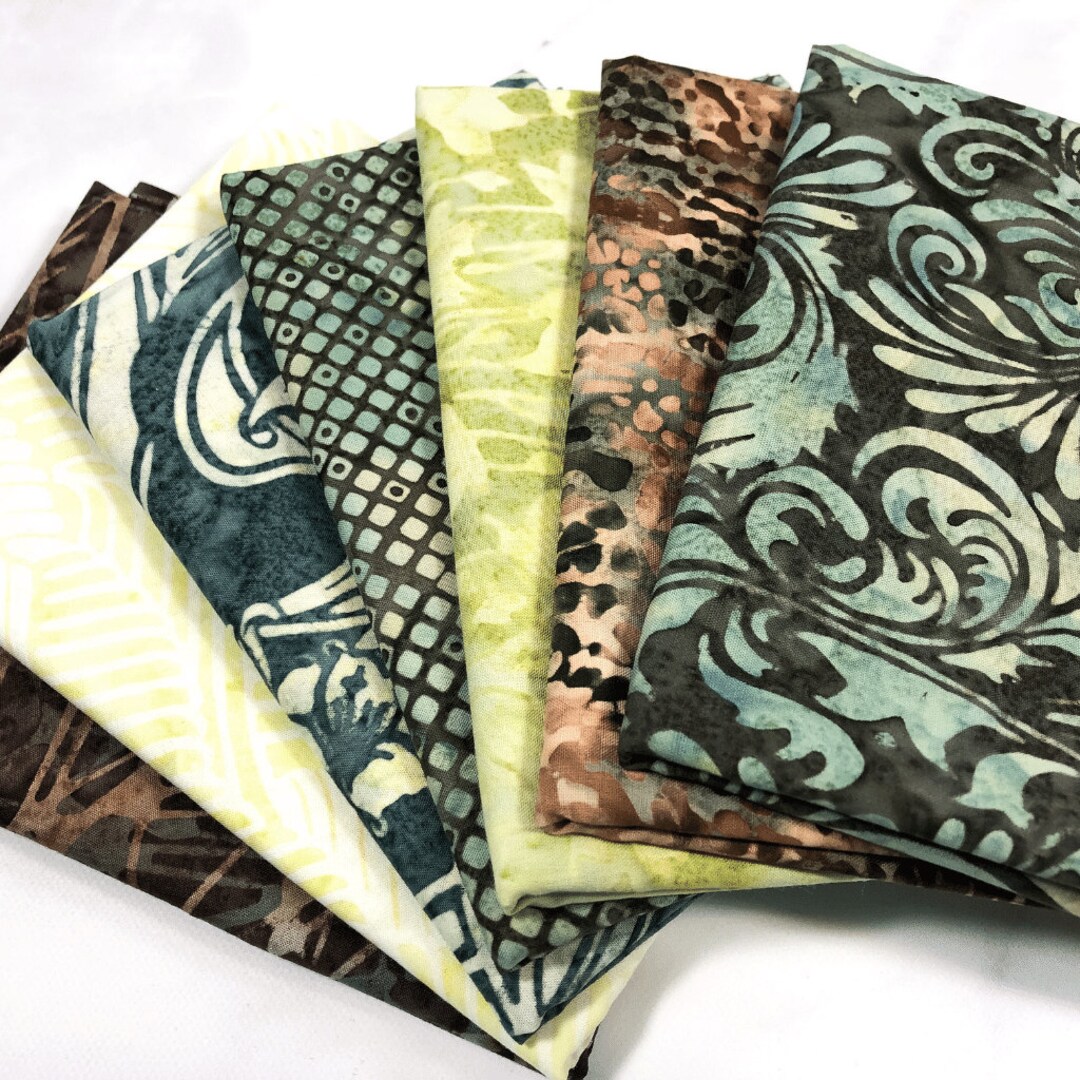 Earth Tone Fat Quarter Bundle, Cotton Fabric Bundle, Batik Quilting ...