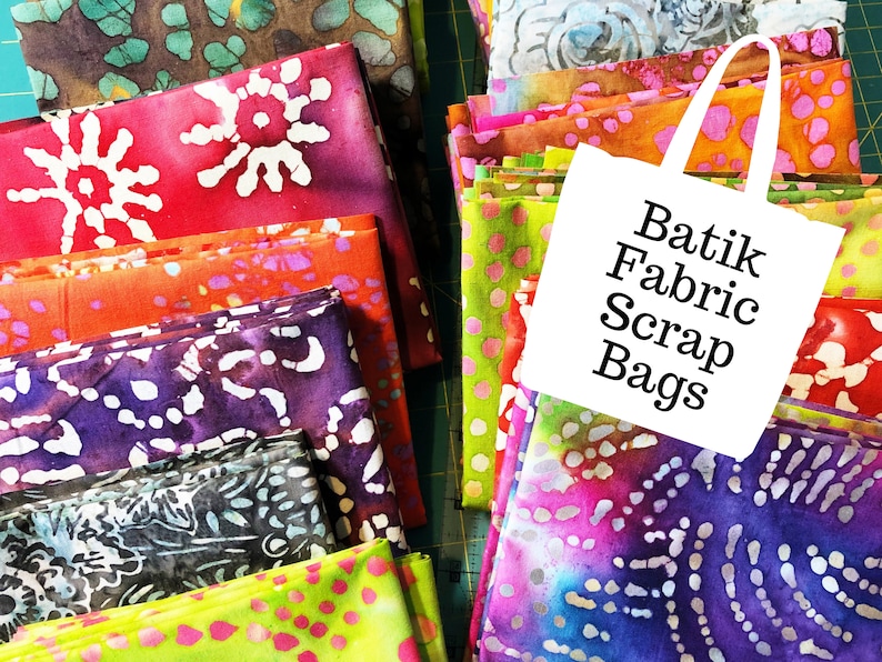 Batik Cotton Fabric Remnants, Fabric Scrap Grab Bag, Quilt Fabric Scrap Bundle, Mystery Bundle ...