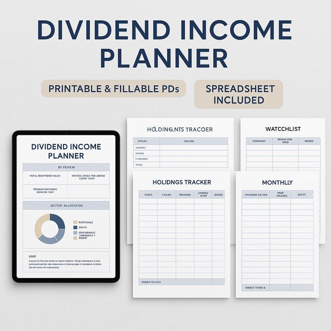 Dividend Income Planner (printable, Fillable & Spreadsheet Versions) - Etsy