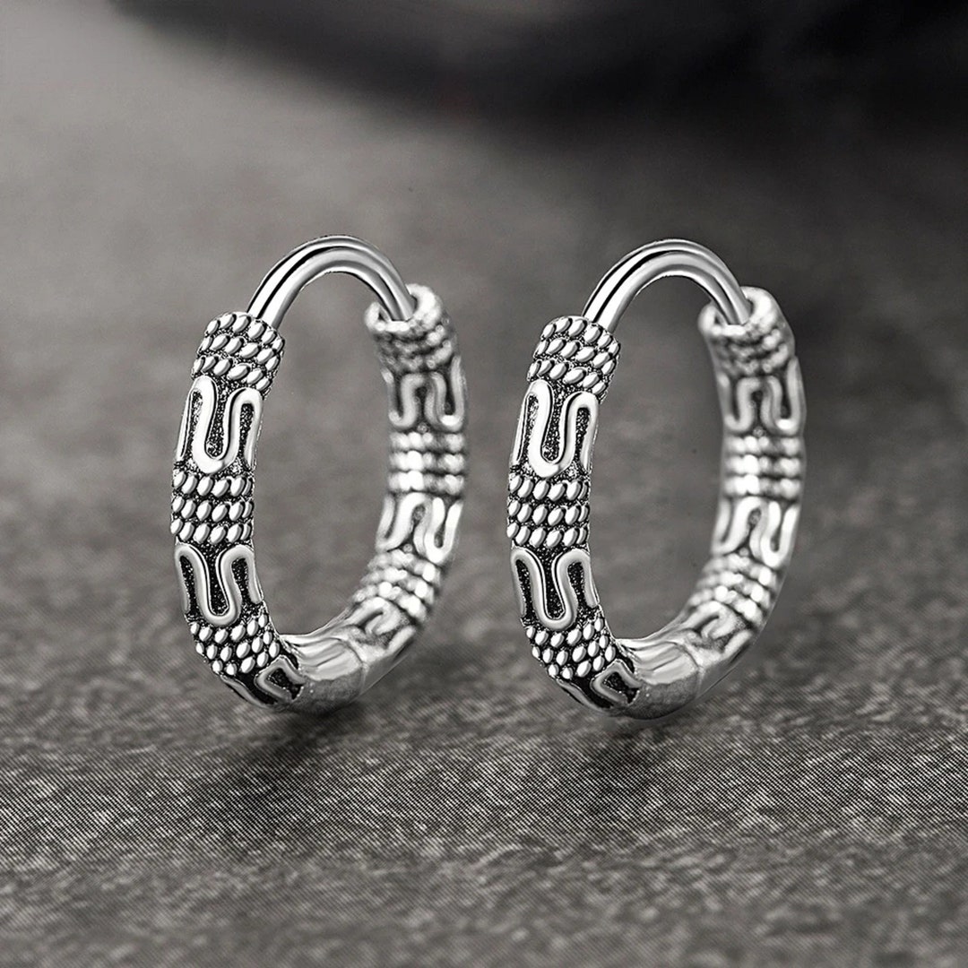 Viking Earrings Cool Huggie Hoop Earrings Stainless Steel Hoop Earrings ...