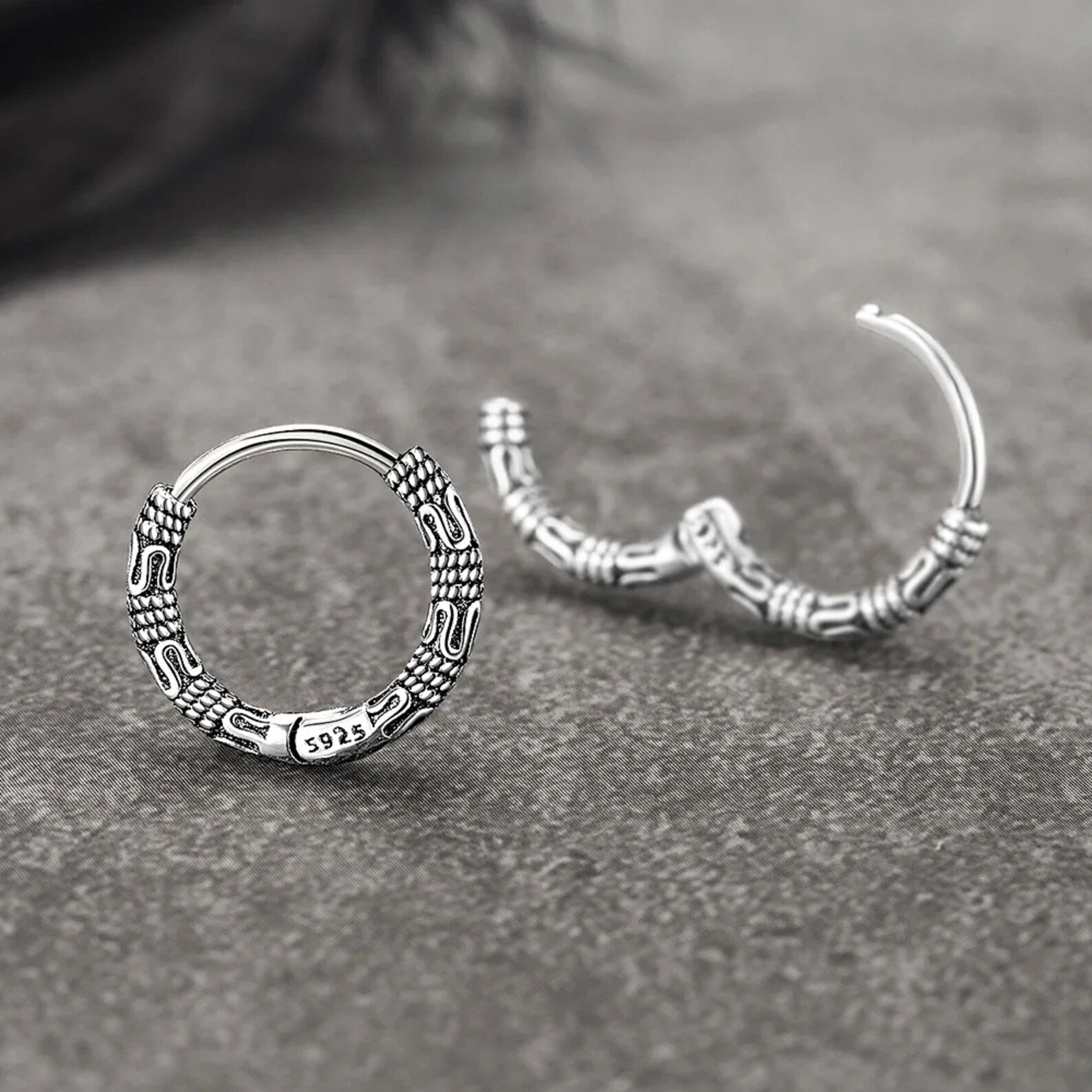 Viking Earrings Cool Huggie Hoop Earrings Stainless Steel Hoop Earrings ...