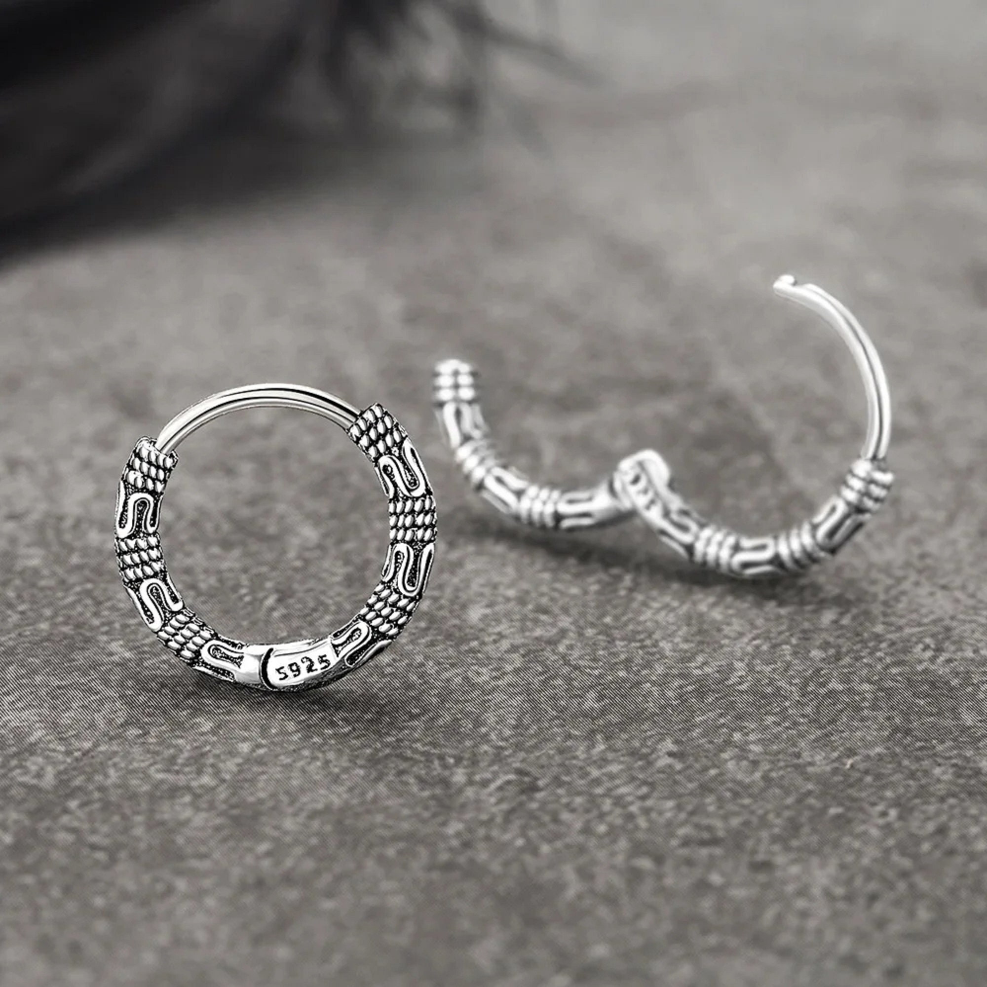 Viking Earrings Cool Huggie Hoop Earrings Stainless Steel Hoop Earrings ...