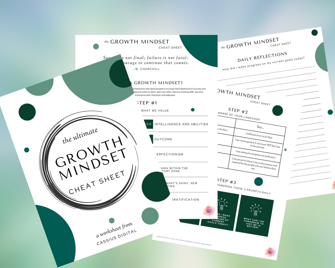 Growth Mindset Journal Pages Worksheets Download Printable 5 Pages - Etsy