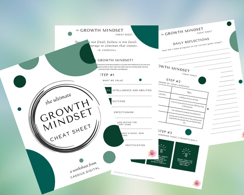 Growth Mindset Journal Pages Worksheets Download Printable 5 Pages - Etsy