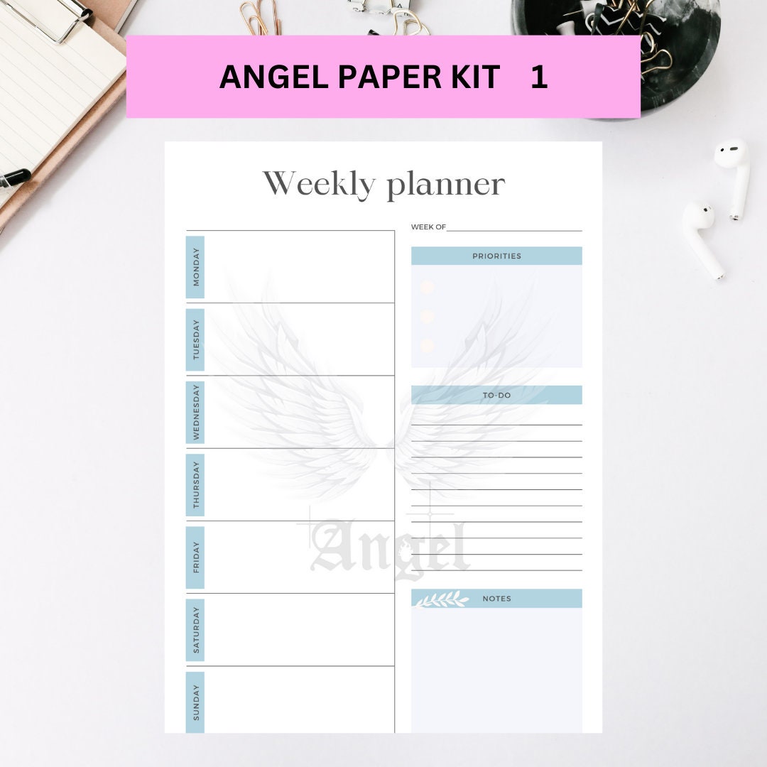 Angel Outline Planner, Weekly Planner, Printable, To-do List, Organizer ...