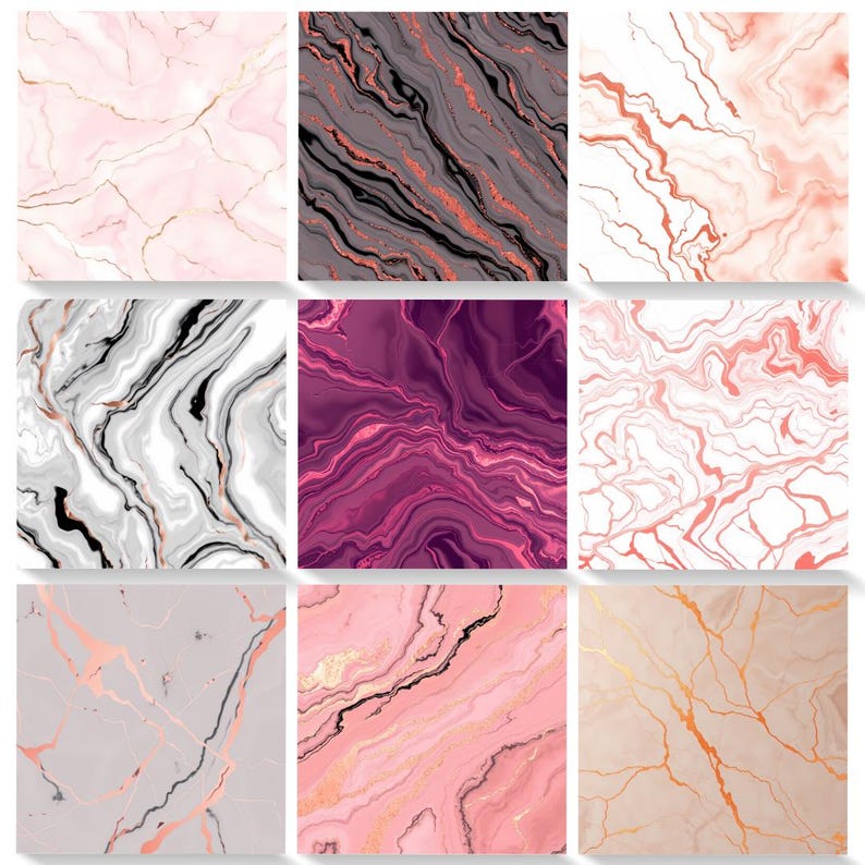 31 Seamless Marble Digital Papers, High-resolution Marble Textures for ...