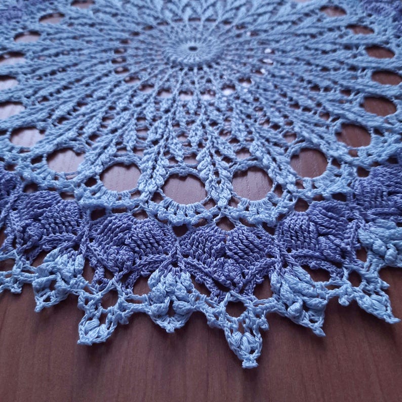 Handmade Crochet 3D Relief Lace Cotton Doily Tablecloth Blue 18.5 - Etsy