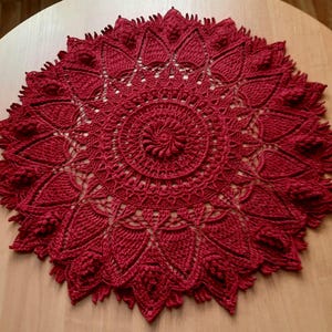 Handmade Crochet Round Doily 3D, Cherry, 20 1/4", Cotton - Etsy