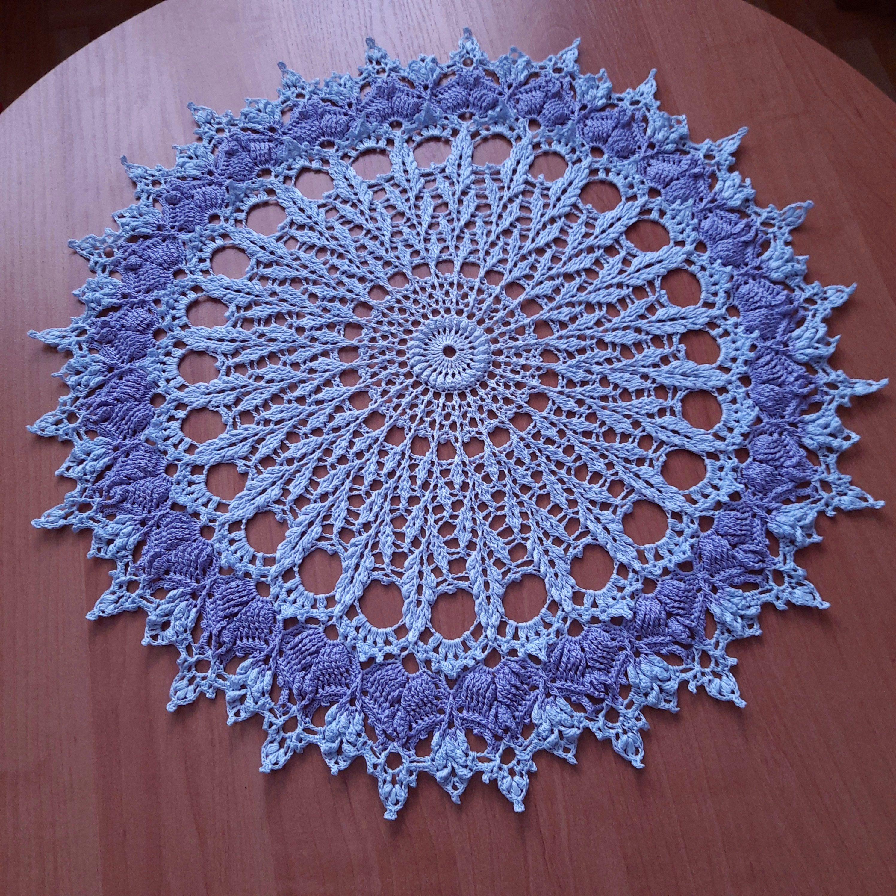 Handmade Crochet 3D Relief Lace Cotton Doily Tablecloth Blue 18.5 - Etsy