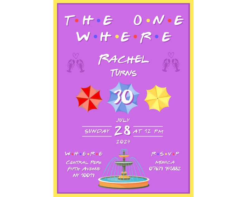 The One With the Birthday: FRIENDS Themed Invitation - Party ...