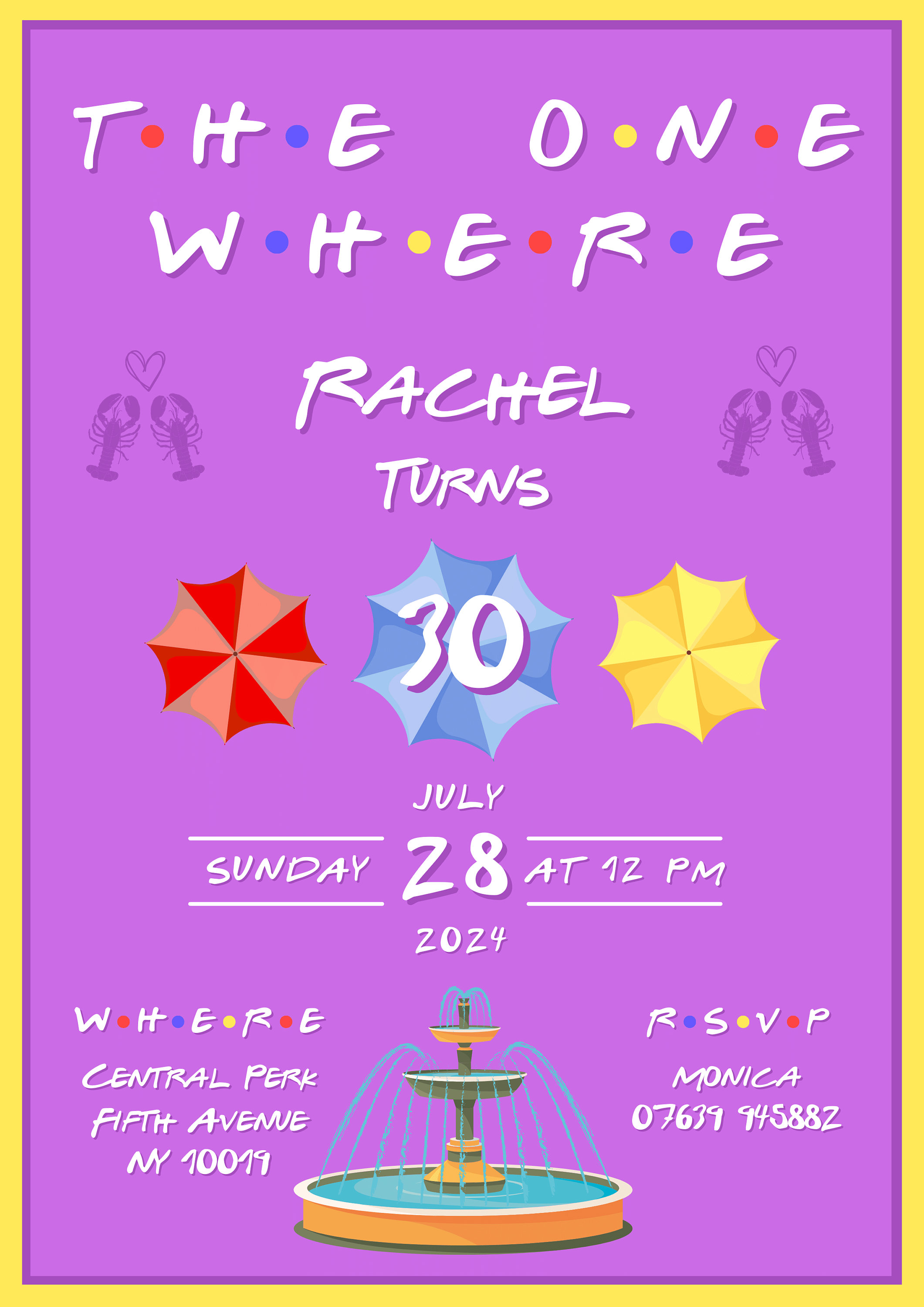 The One With the Birthday: FRIENDS Themed Invitation - Party ...