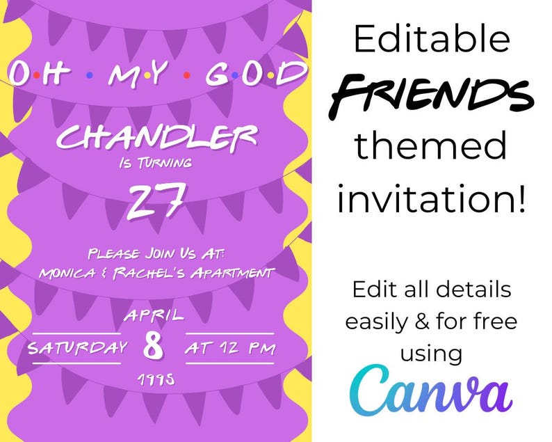 Friends TV Show Birthday Invitation – Editable Template – the One With ...