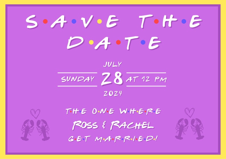 The One With the Wedding: FRIENDS Themed Invitation - Save the Date ...