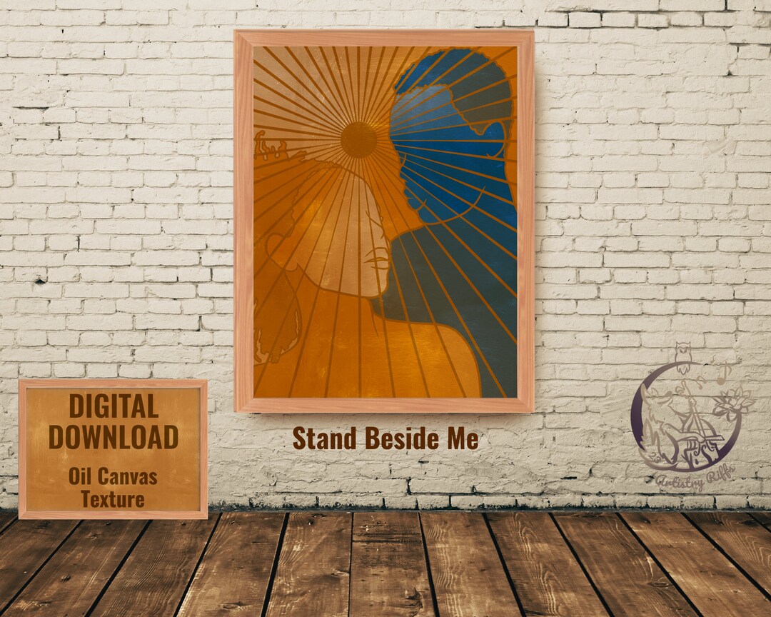 Stand Beside Me, Couple Wall Art Print, Oil Canvas Texture, Valentine’s ...