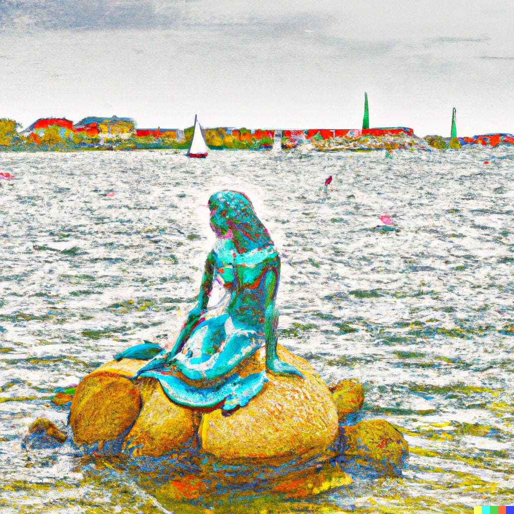 The Little Mermaid Statue in Copenhagen, Denmark in Vincent Van Gogh ...