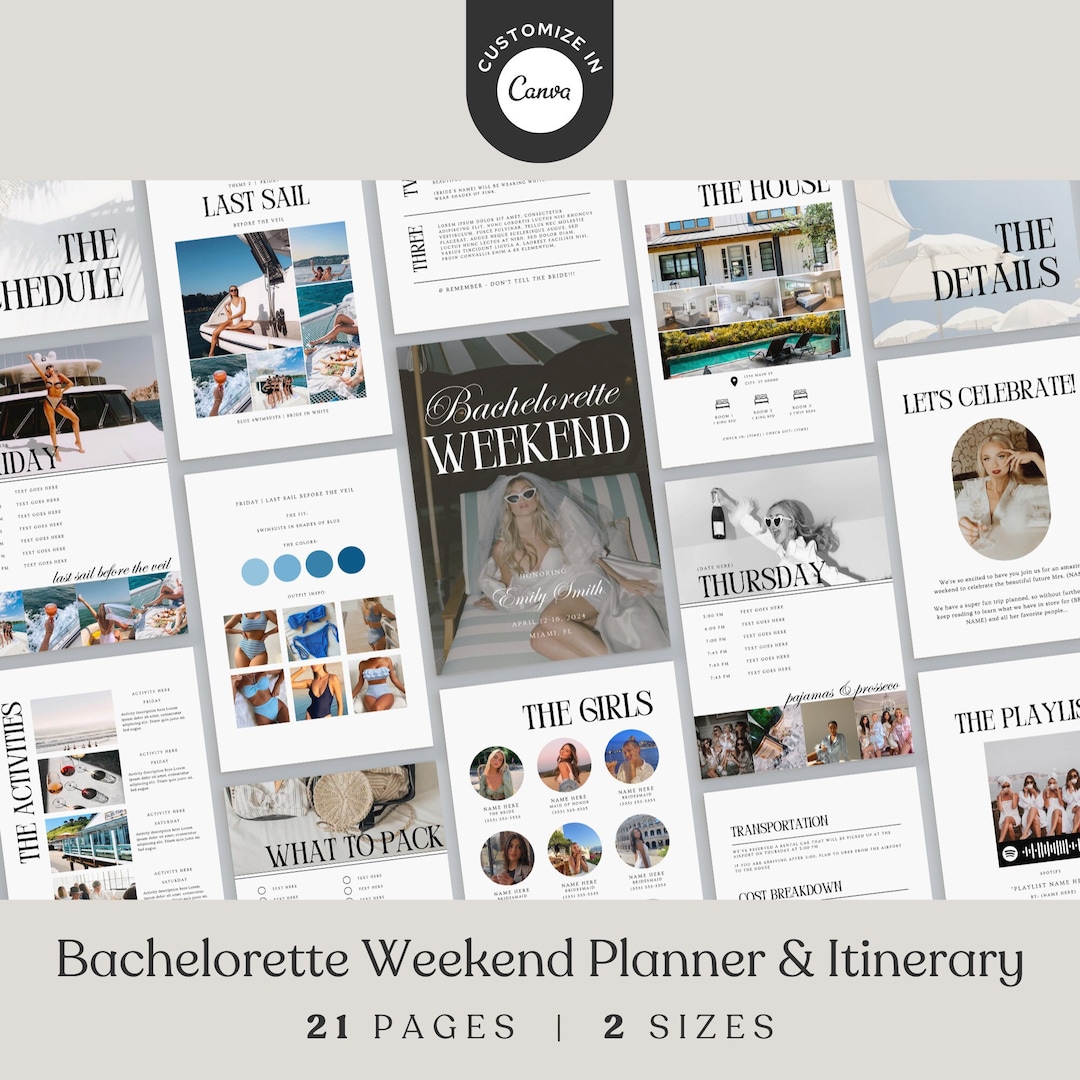Ultimate Bachelorette Weekend Planner & Itinerary Template, 21 Pages ...