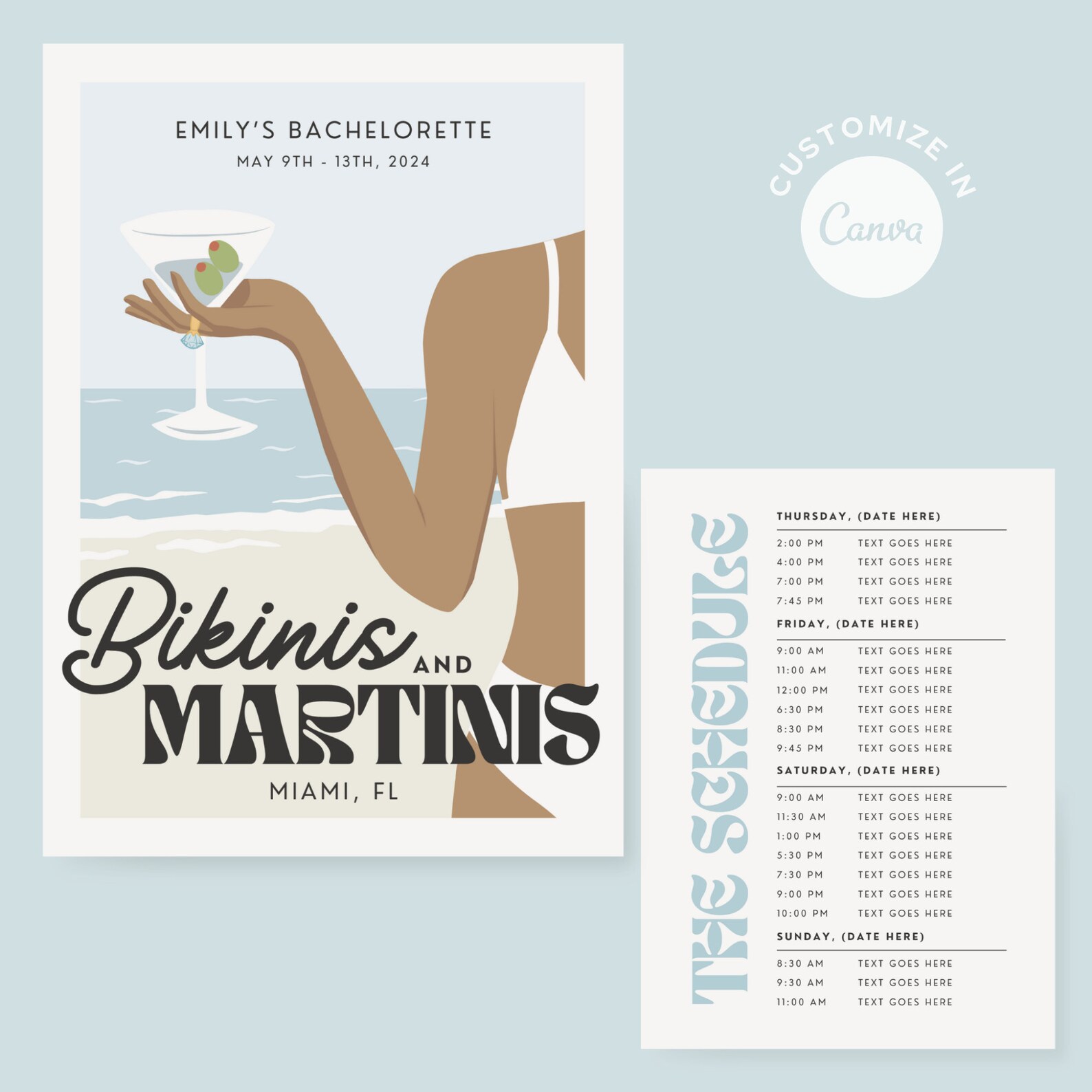 Bikinis & Martinis Bachelorette Itinerary, Bachelorette Itinerary ...