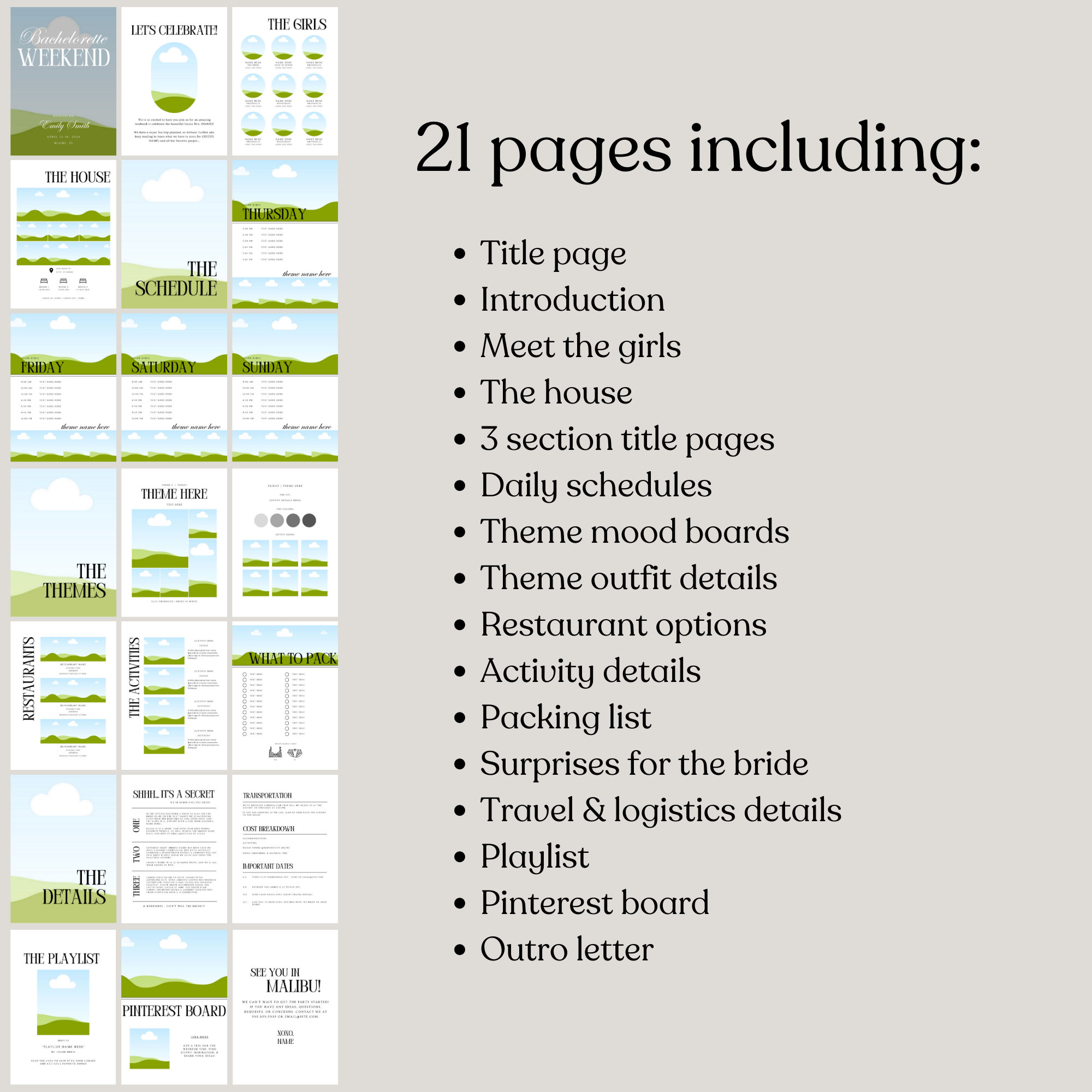 Ultimate Bachelorette Weekend Planner & Itinerary Template, 21 Pages ...