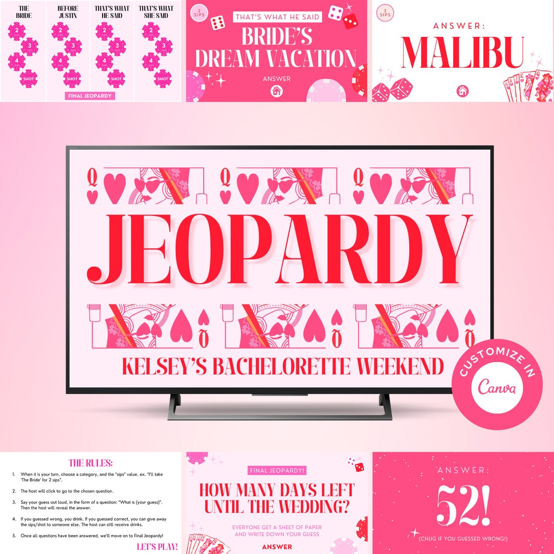 Bachelorette Jeopardy Game: Lucky in Love, Las Vegas Theme (digital ...