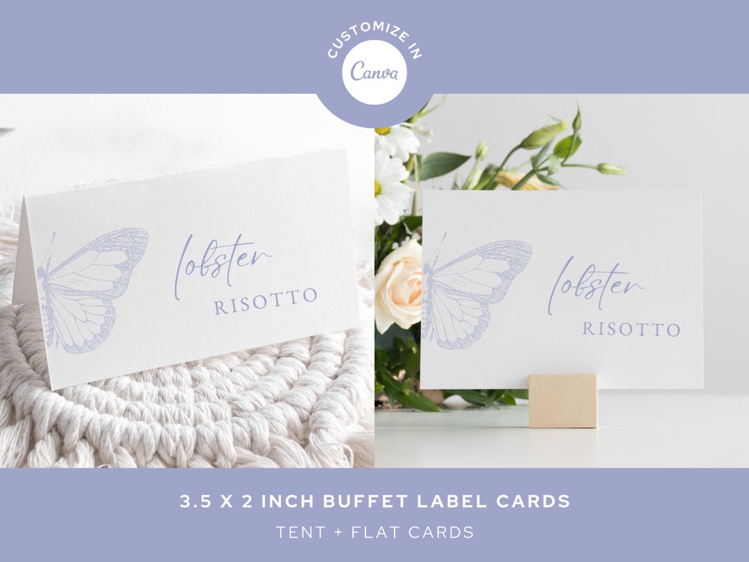 Butterfly Bridal Shower Buffet Tent Cards, 3.5 X 2 Inch Buffet Label ...